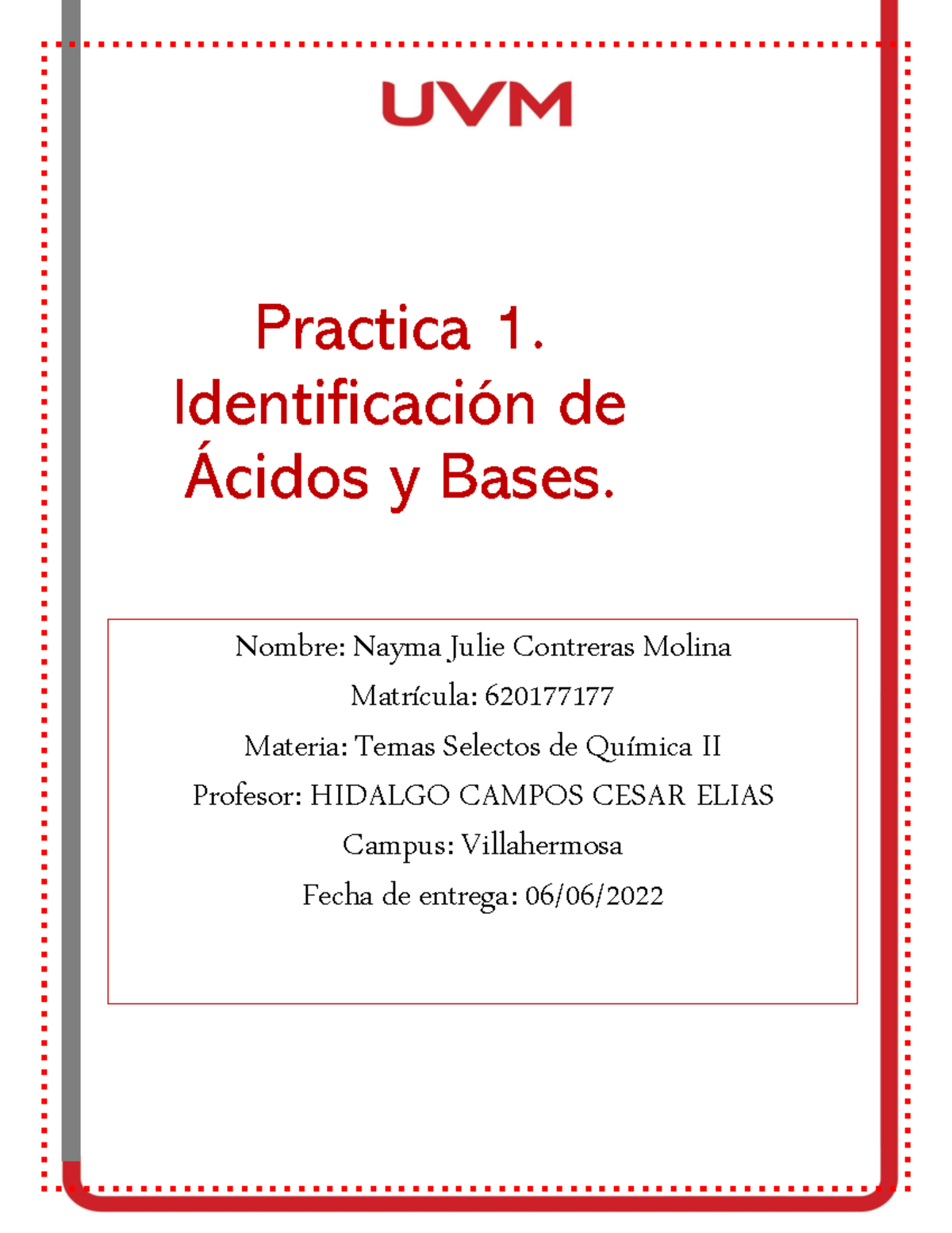 Práctica 1. Identificación de acidos y bases - Practica 1 ...