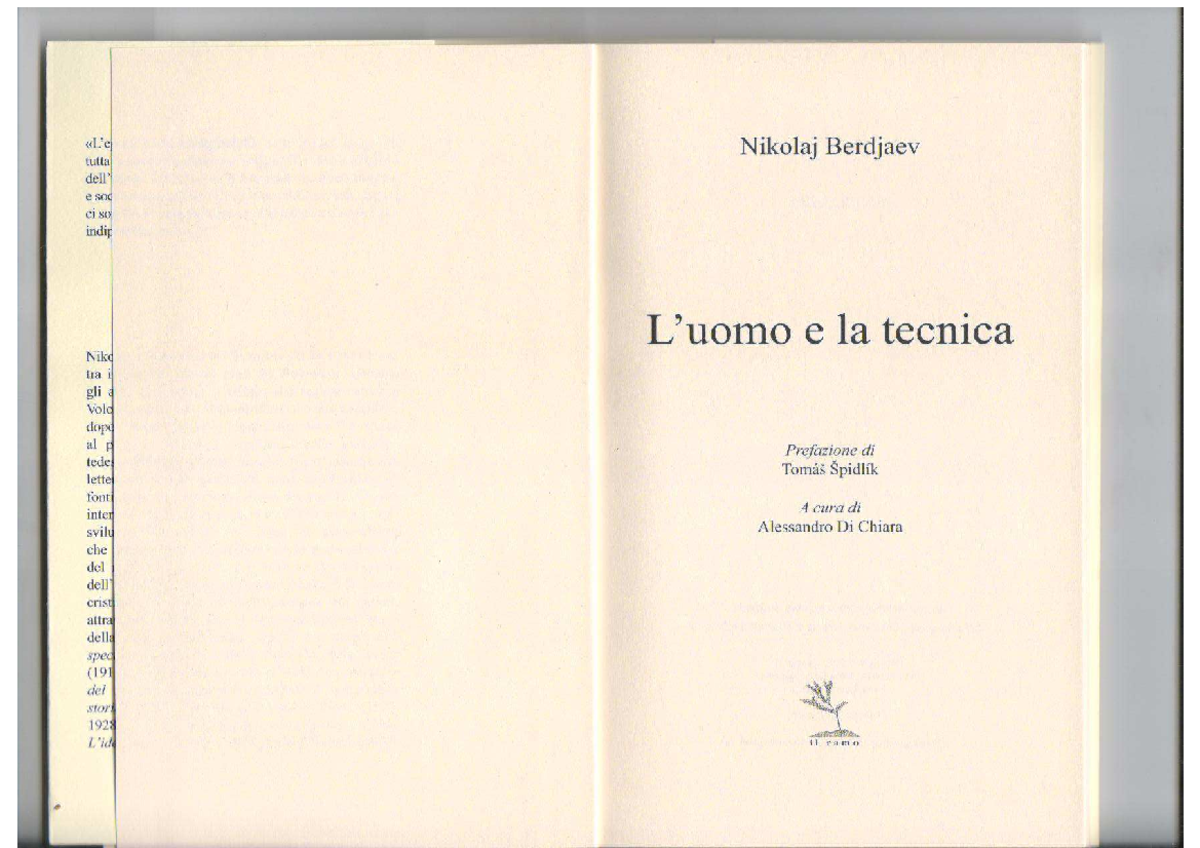 03-Berdjaev, Nikolaj - L'uomo e la tecnica - Filosofia dell'Arte - Studocu