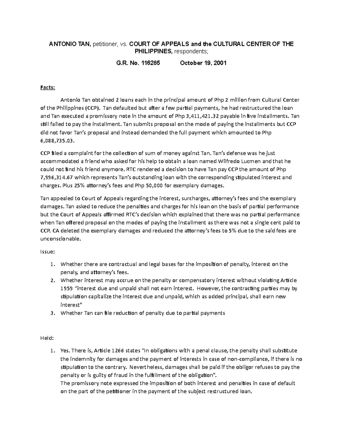 3 - DIGEST - ANTONIO TAN, petitioner, vs. COURT OF APPEALS and the ...
