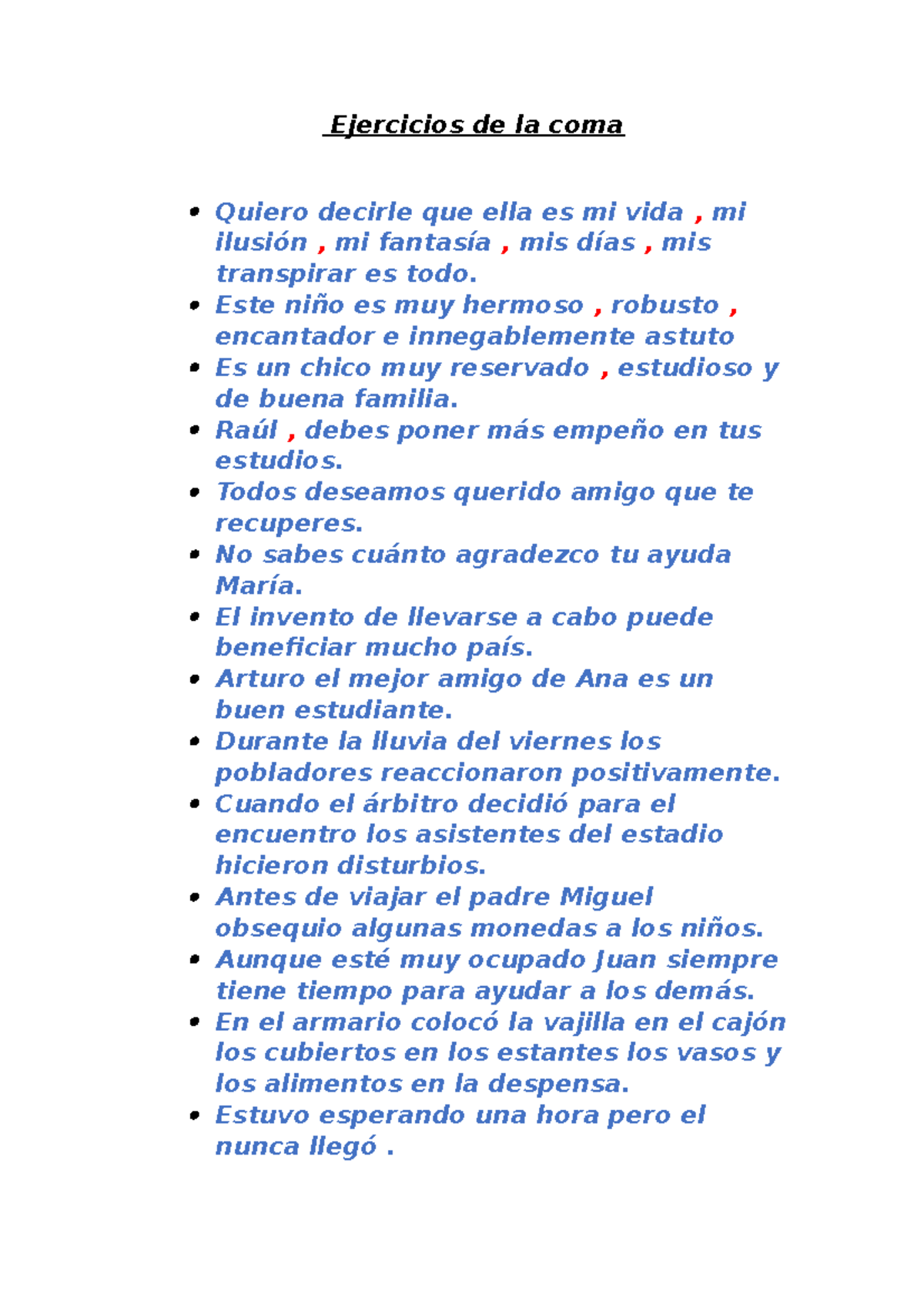 Ejercicios de la coma - si se puede - Ejercicios de la coma Quiero ...