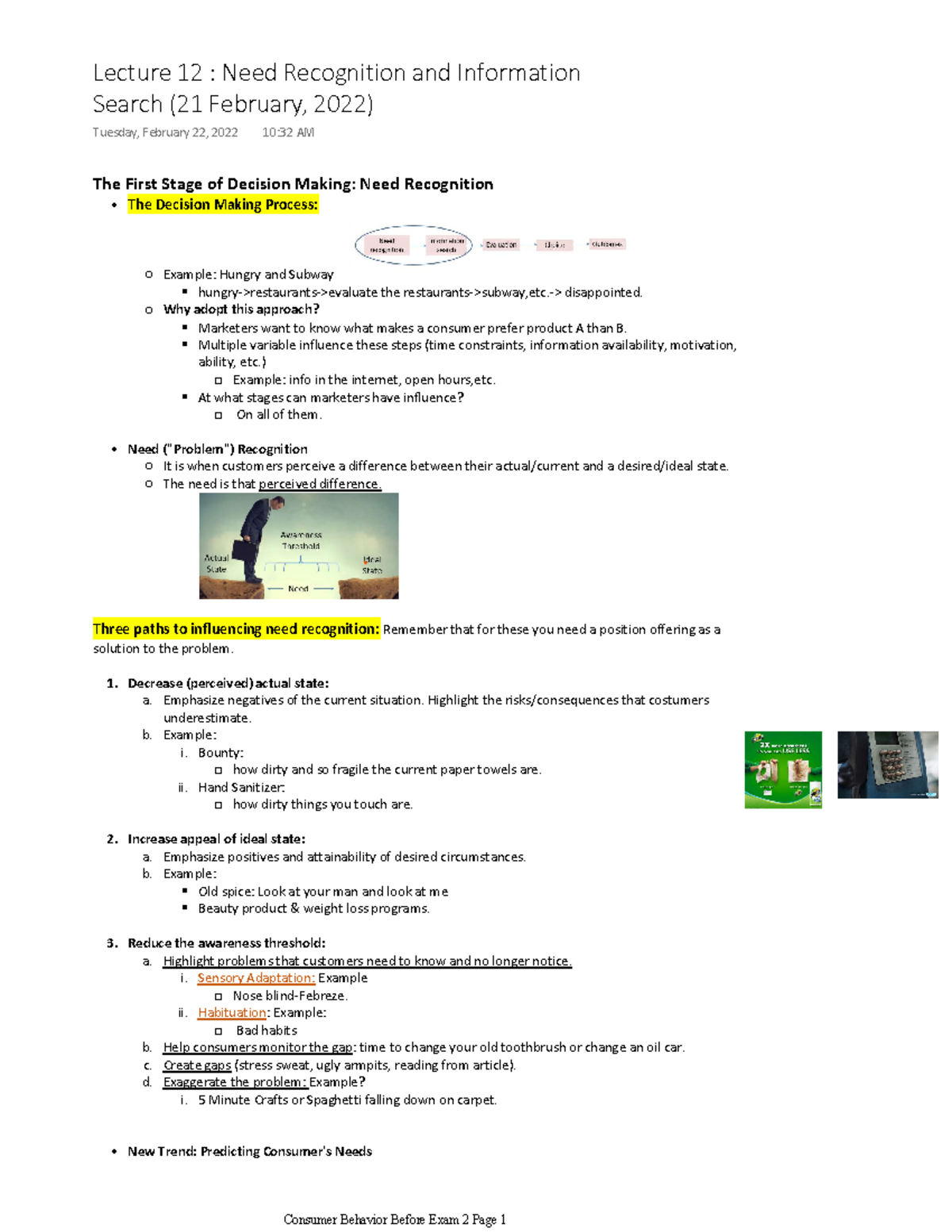 Lecture 12 Need Recognition and Information - The First Stage of ...