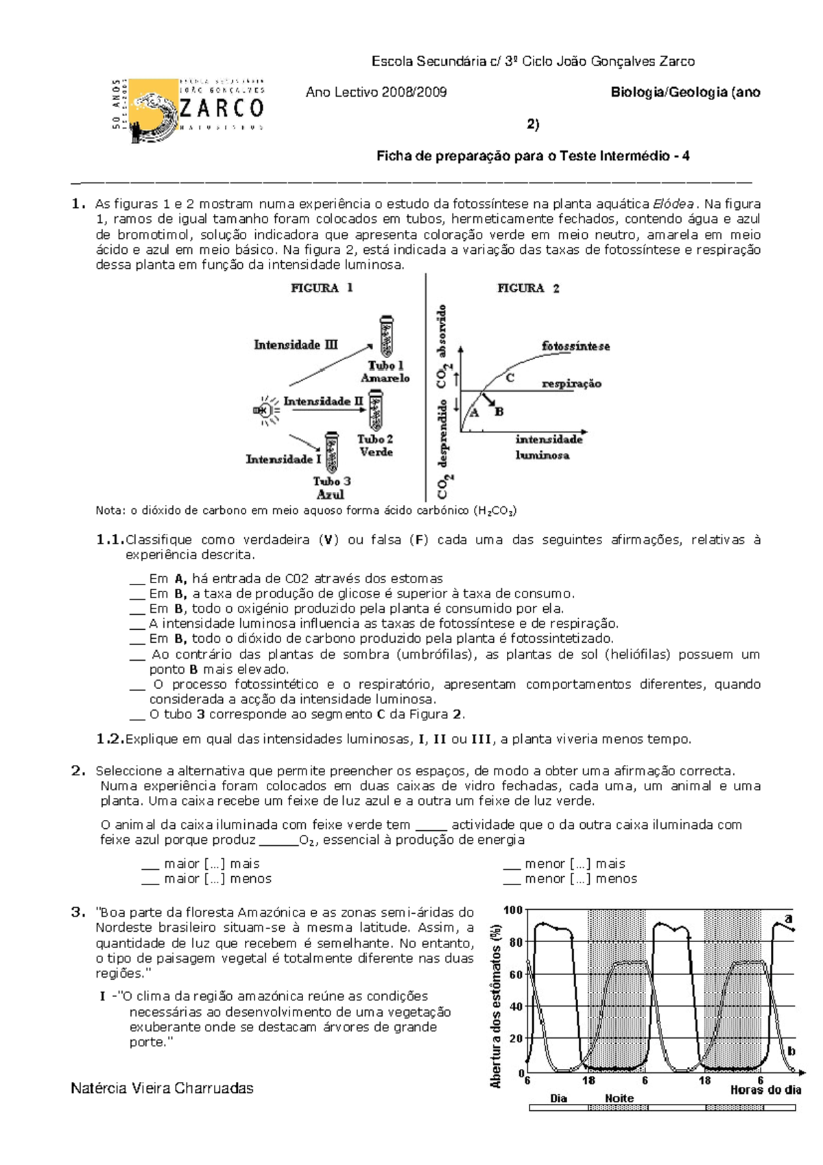 Ficha de obtenção de materia_10° ano - Escola Secundária c/ 3º Ciclo ...