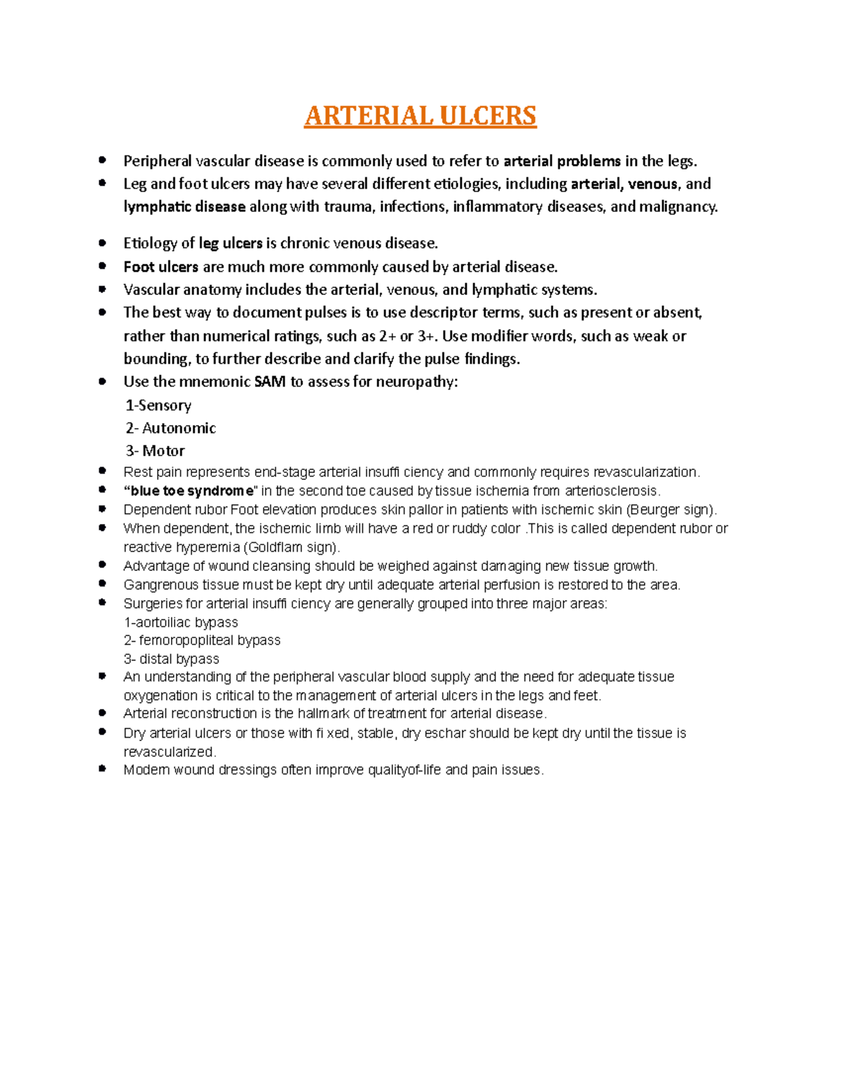 Arterial Ulcers - related to integumentary system - ARTERIAL ULCERS ...