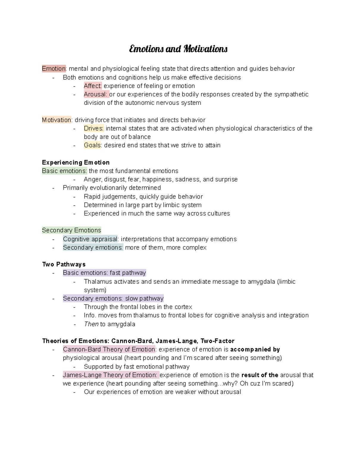 Emotions and Motivations - Emotion an Motivation Emotion: mental and ...