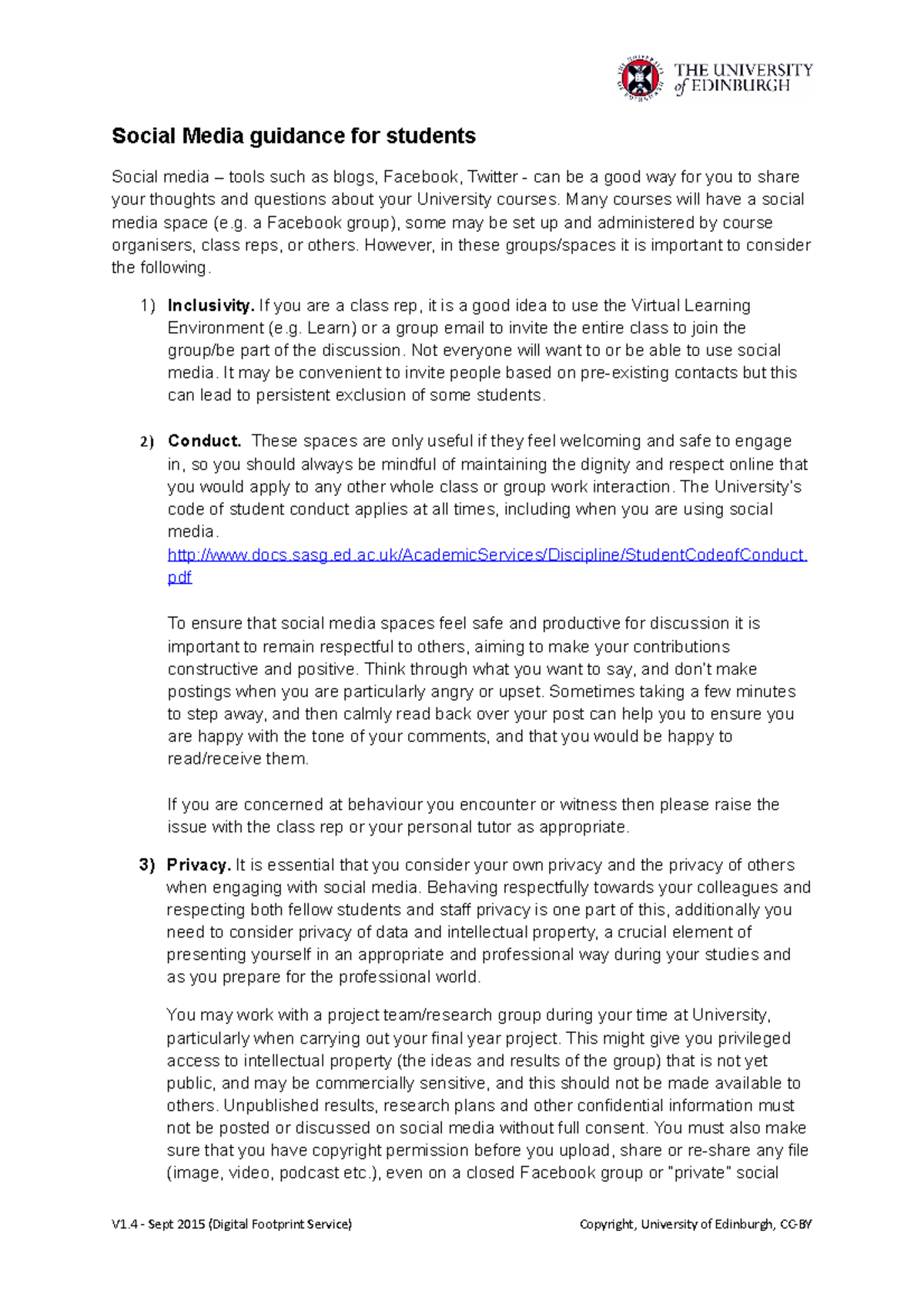 Uo E Social Media Handbook - Social Media guidance for students Social ...