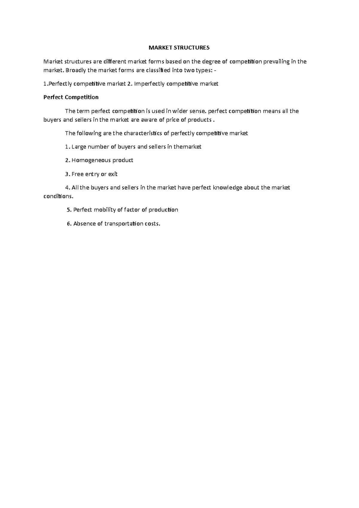 Economics. Market Structures - MARKET STRUCTURES Market structures are ...