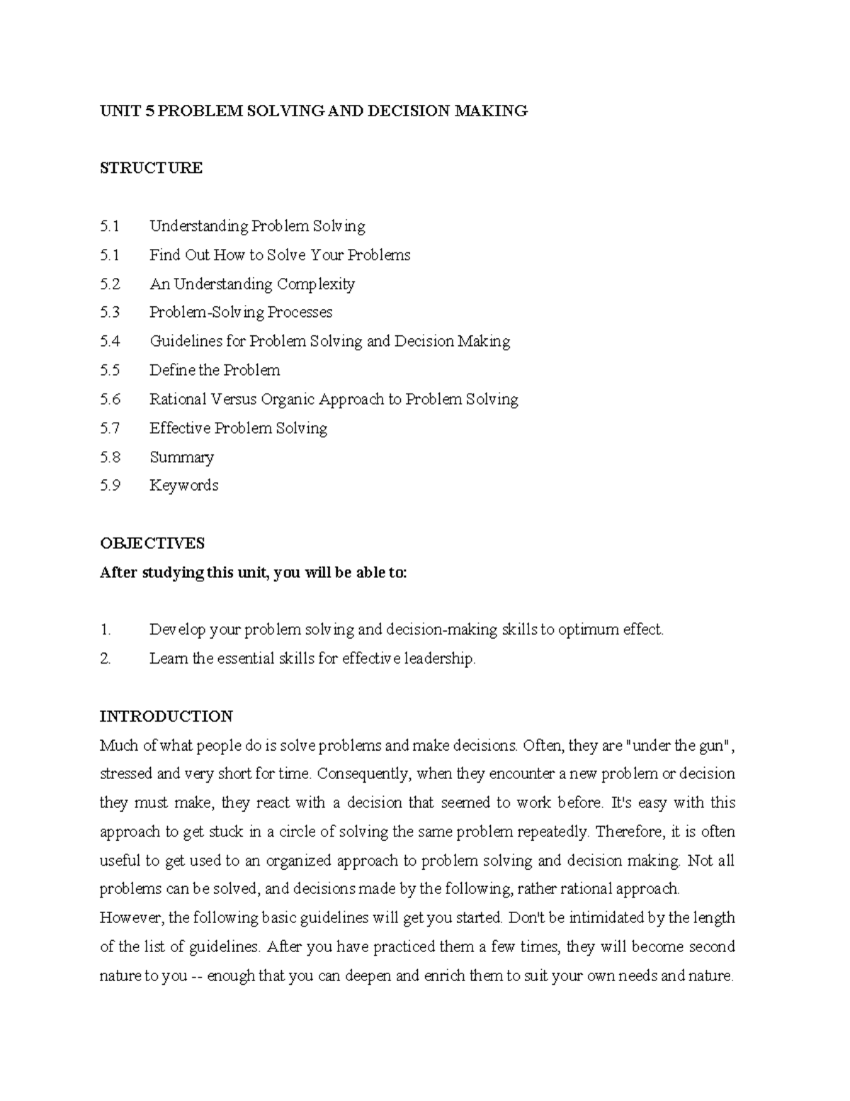UNIT 5 Problem Solving AND Decesion Making E BOOK - UNIT 5 PROBLEM SOLVING AND DECISION MAKING ...