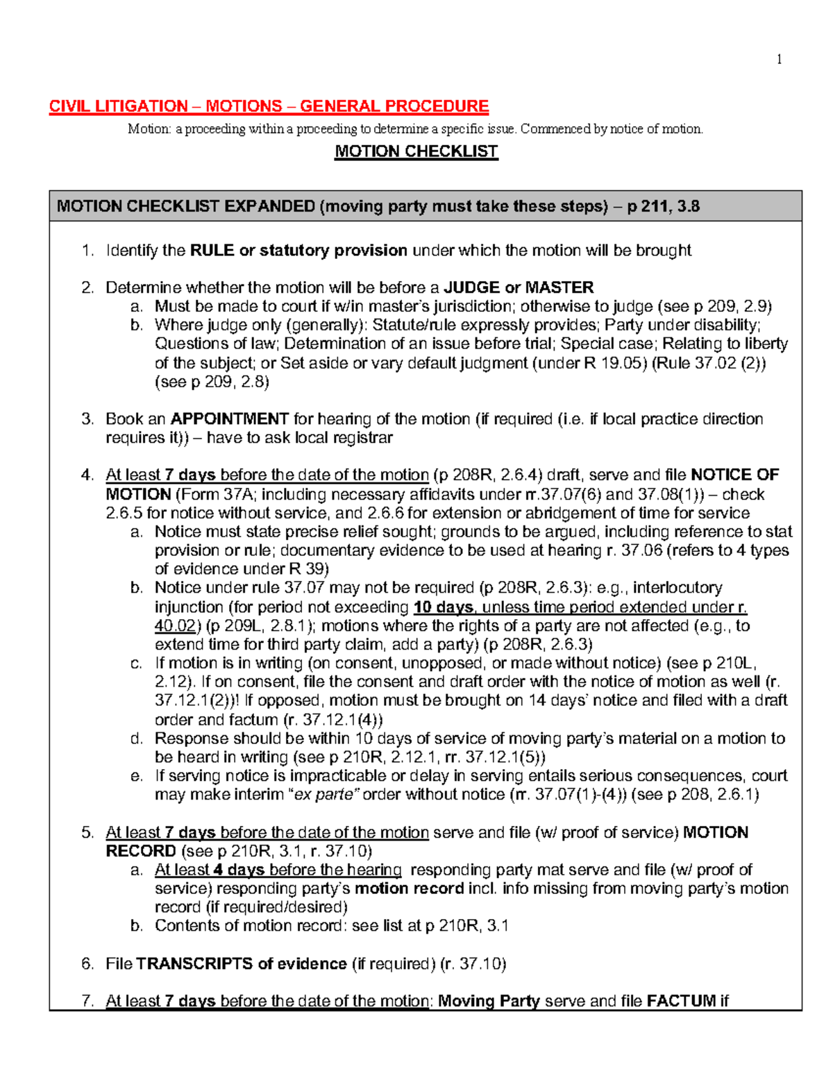Motions - General Procedure - CIVIL LITIGATION 3 MOTIONS 3 GENERAL ...
