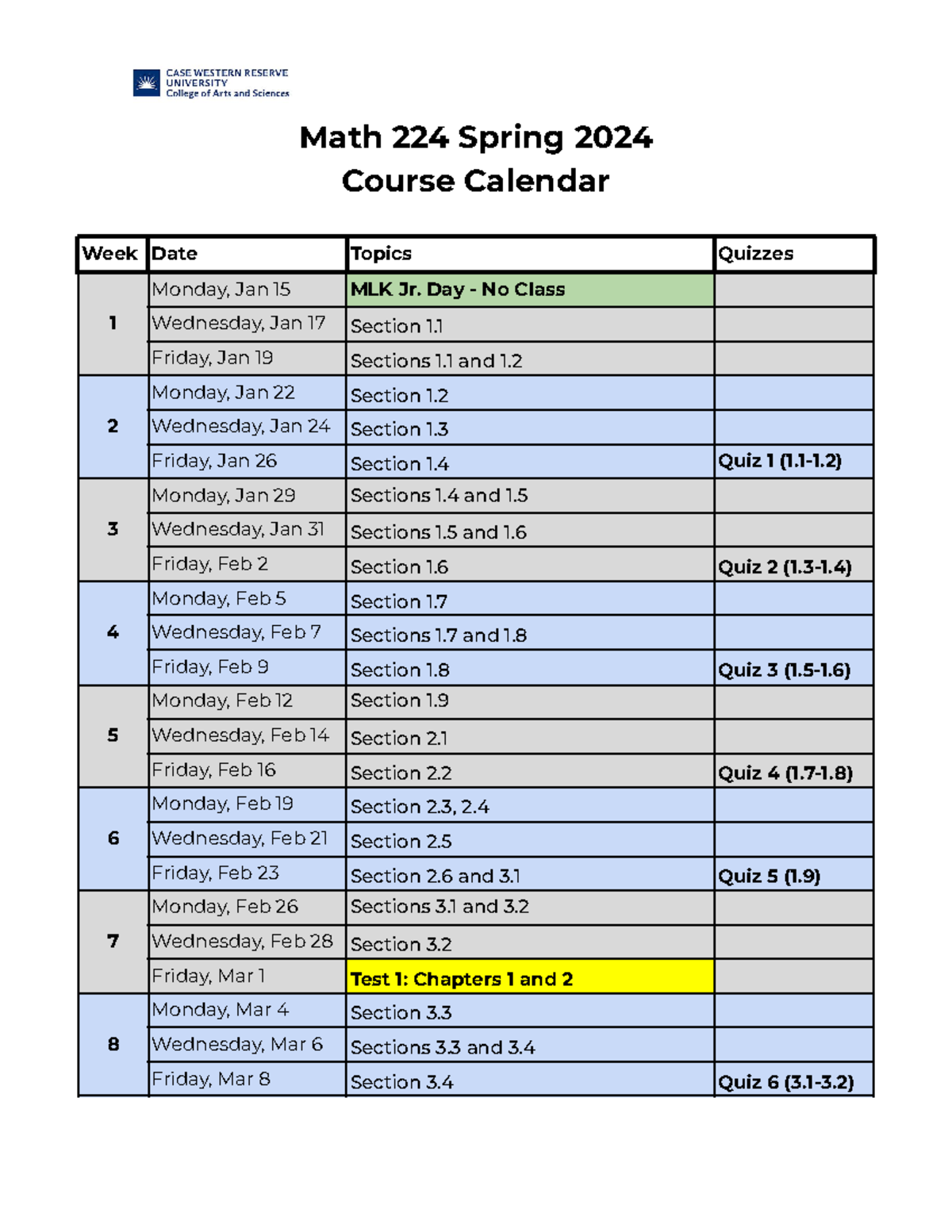 Math 224 Spring 2024 Course Calendar - Math 224 Spring 2024 Course ...