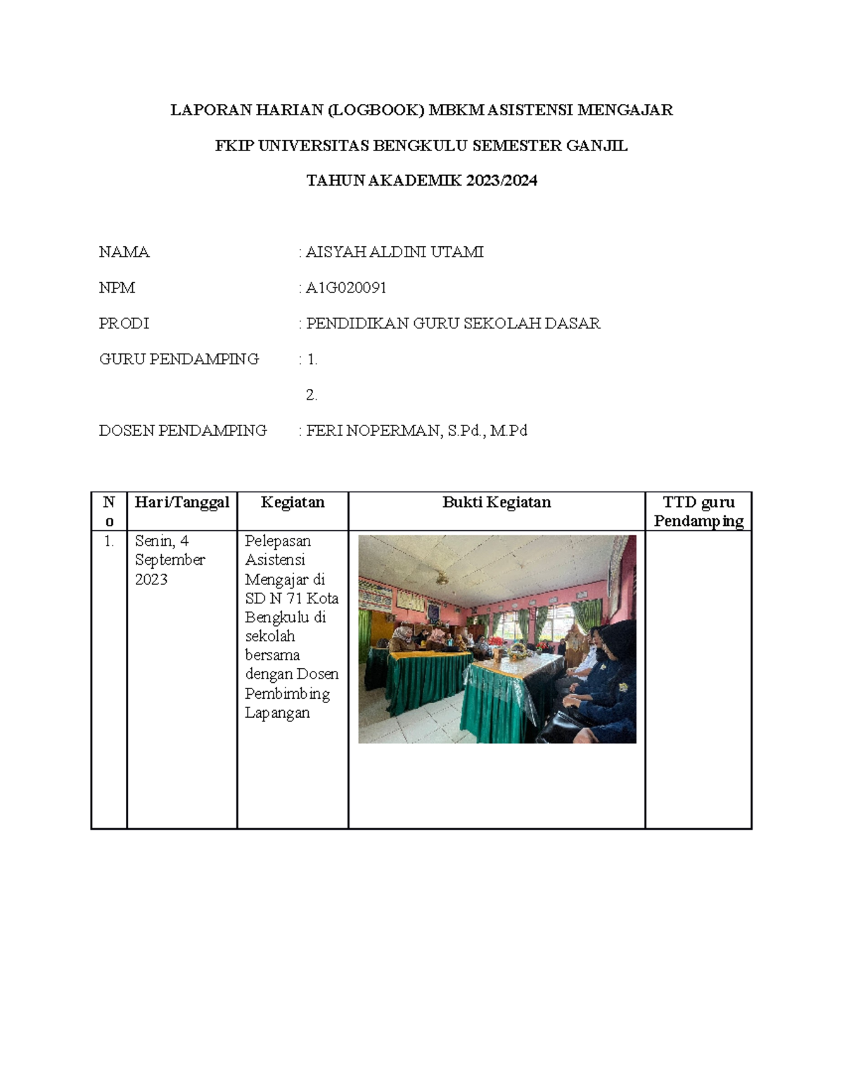 Laporan Harian - dfscsfr - LAPORAN HARIAN (LOGBOOK) MBKM ASISTENSI ...