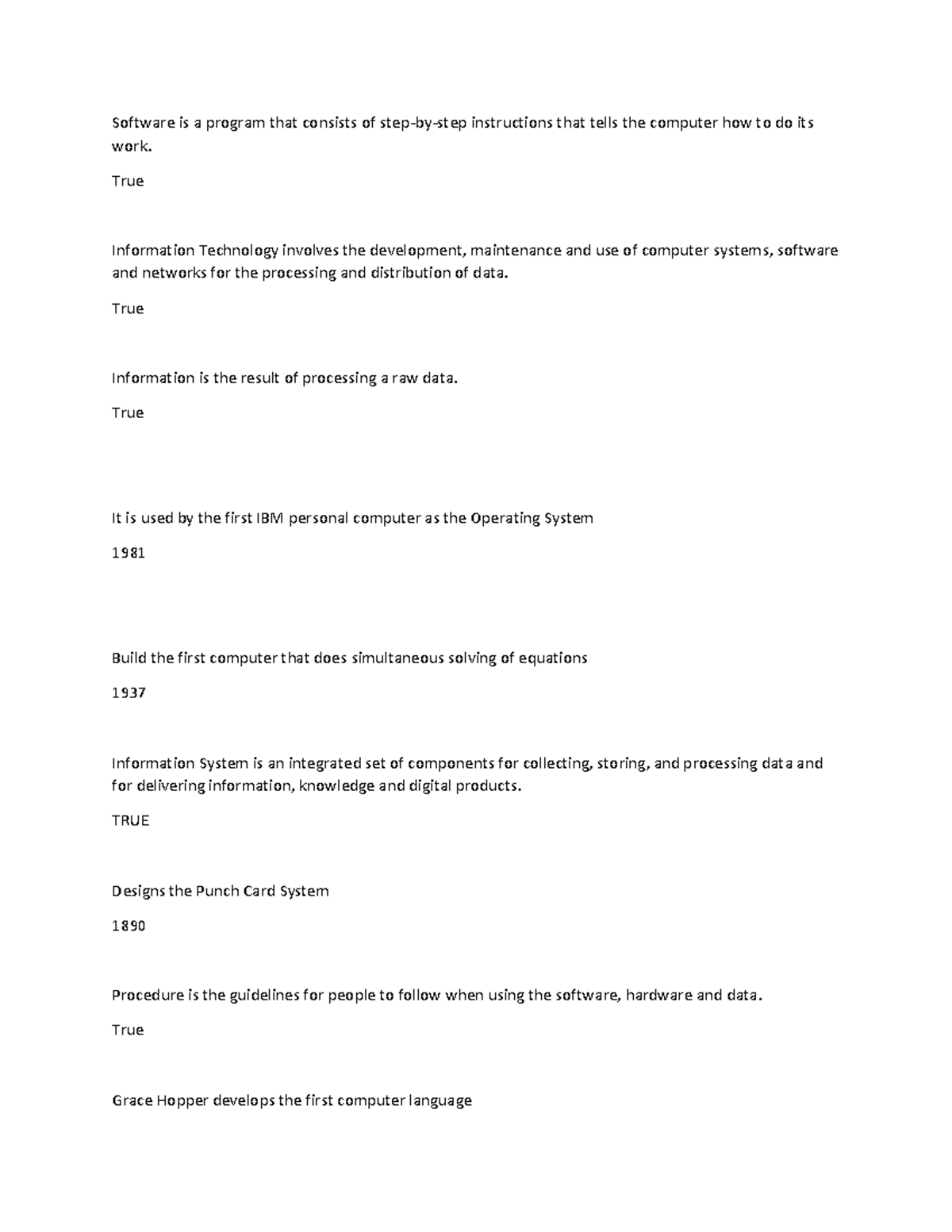 Pdfcoffee - asdasdasdadsadsasddsaadsdas - Software is a program that consists of step-by-step ...