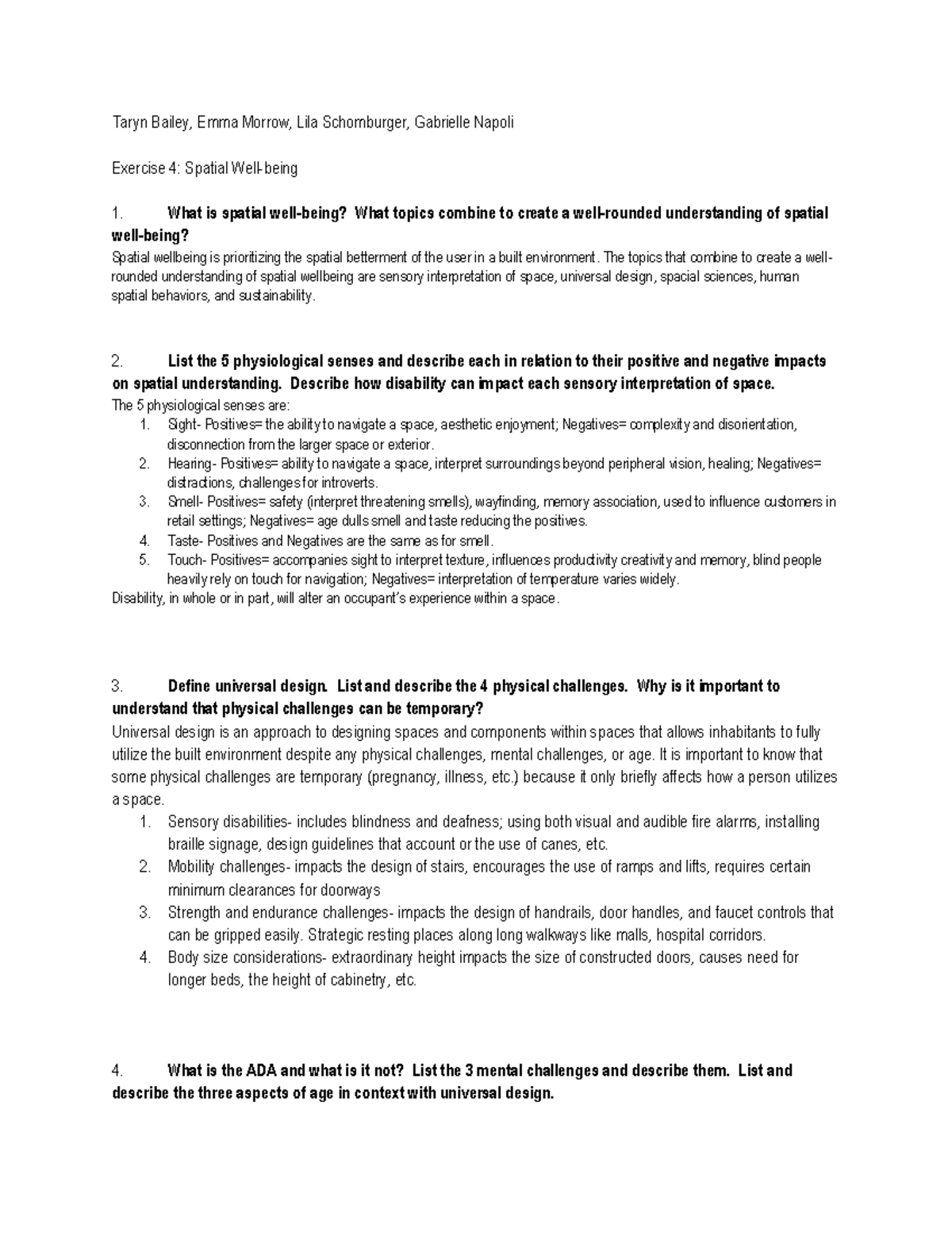 Exercise 4 - Taryn Bailey, Emma Morrow, Lila Schomburger, Gabrielle Napoli Exercise 4: Spatial ...