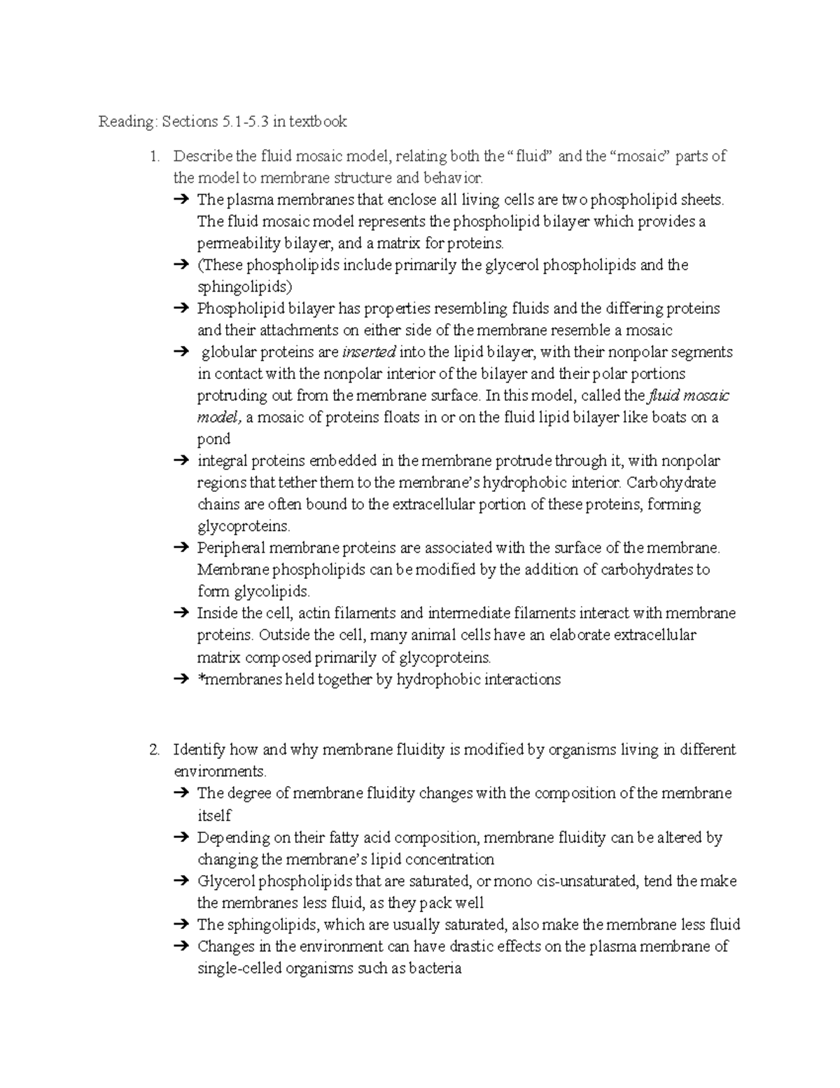 Cell Membranes- membrane fluidity/fluid mosaic model - Reading ...