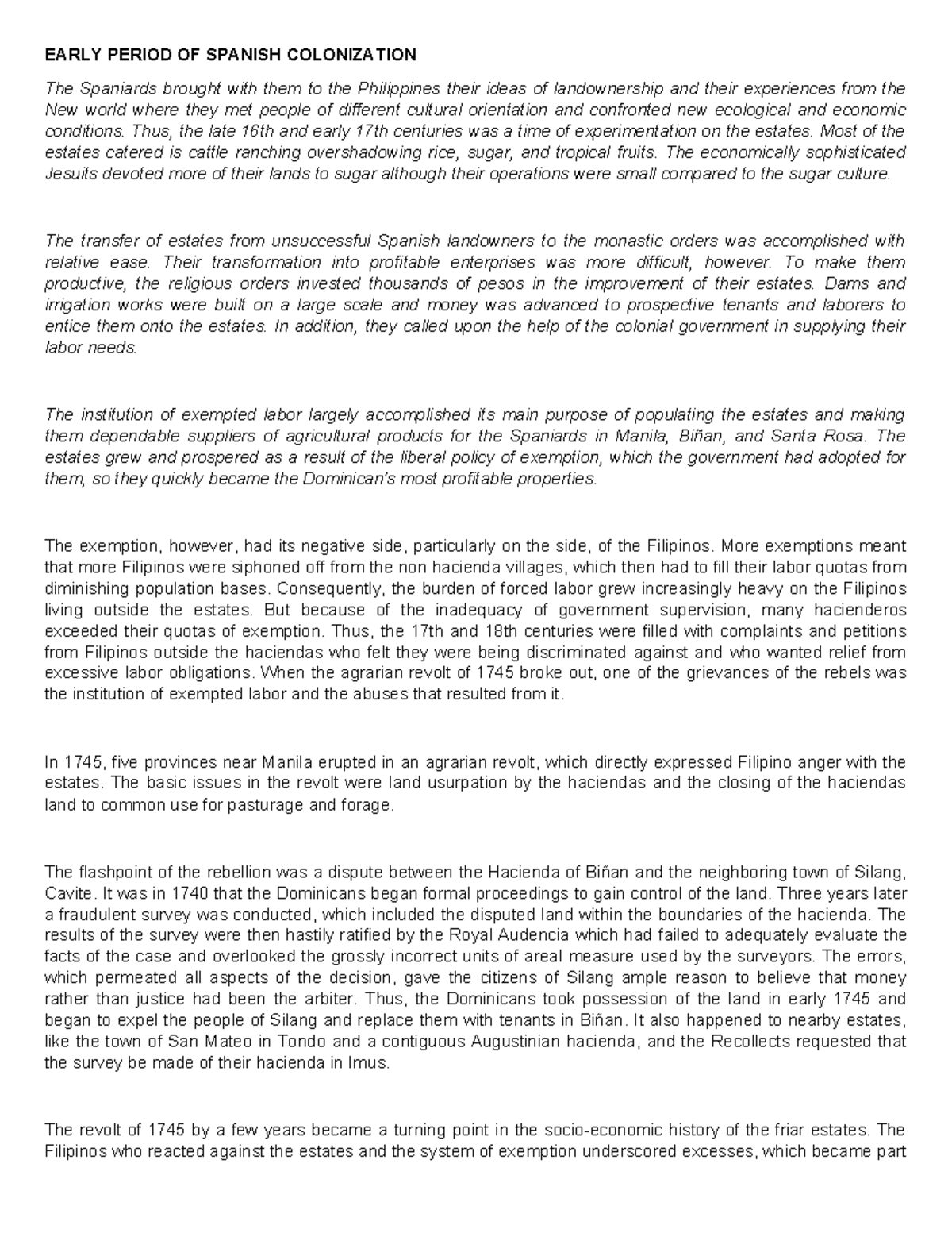 Rizal - EARLY PERIOD OF SPANISH COLONIZATION The Spaniards brought with ...