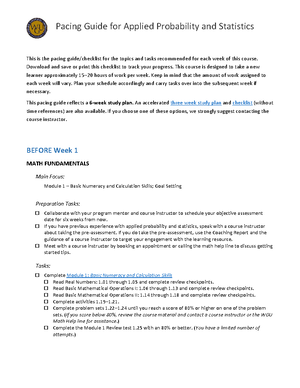 Applied Probability and Statistics - C955 - Some key points that may be ...