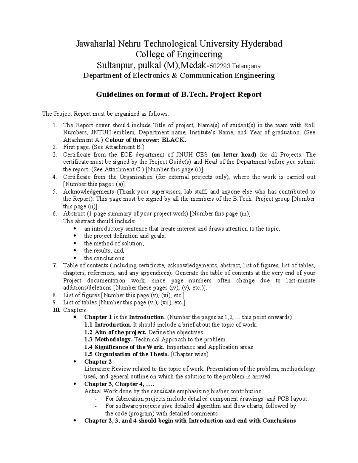 B.Tech Project Report format-ECE2011 - Jawaharlal Nehru Technological University Hyderabad ...