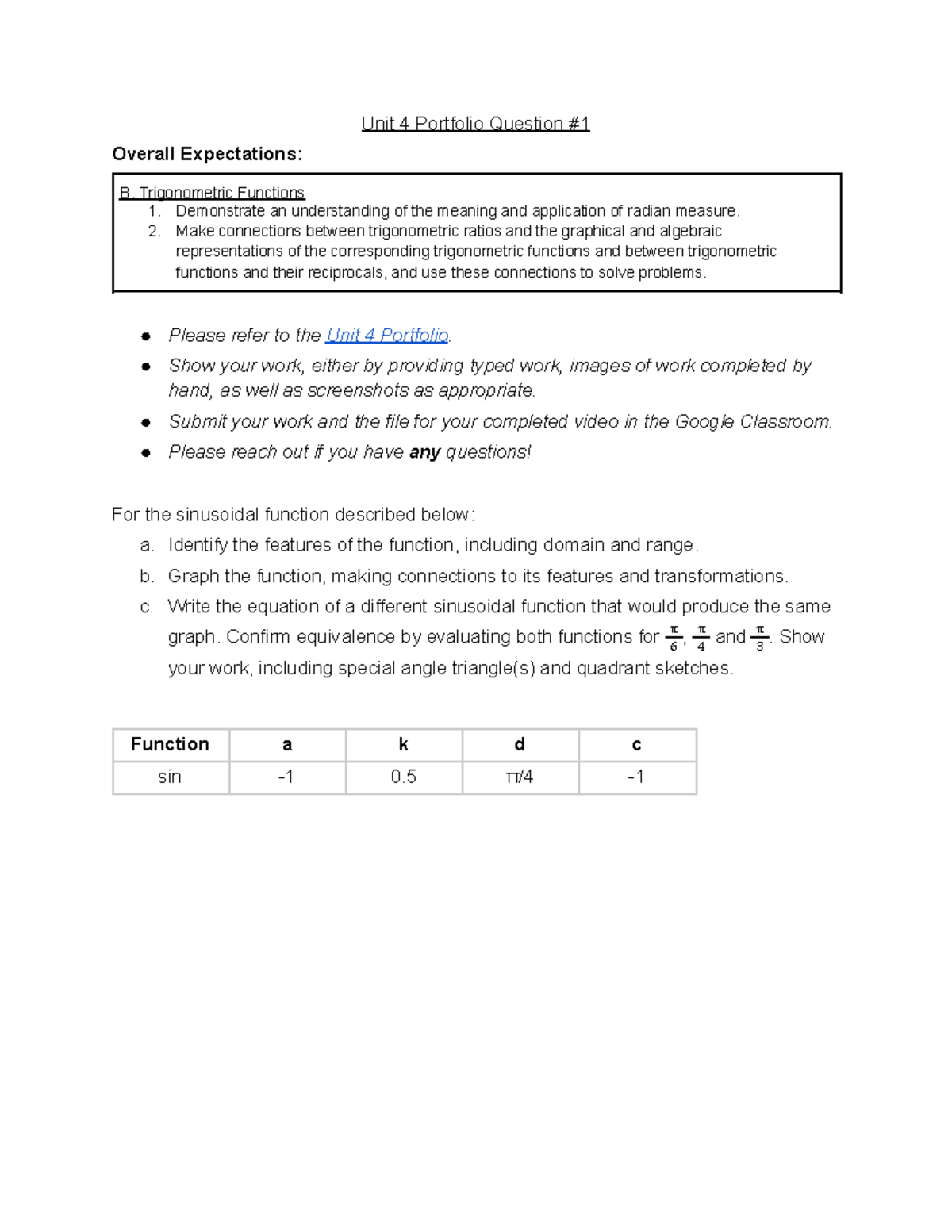 Unit 4 Portfolio #1 - Abdul - Unit 4 Portfolio Question # Overall ...