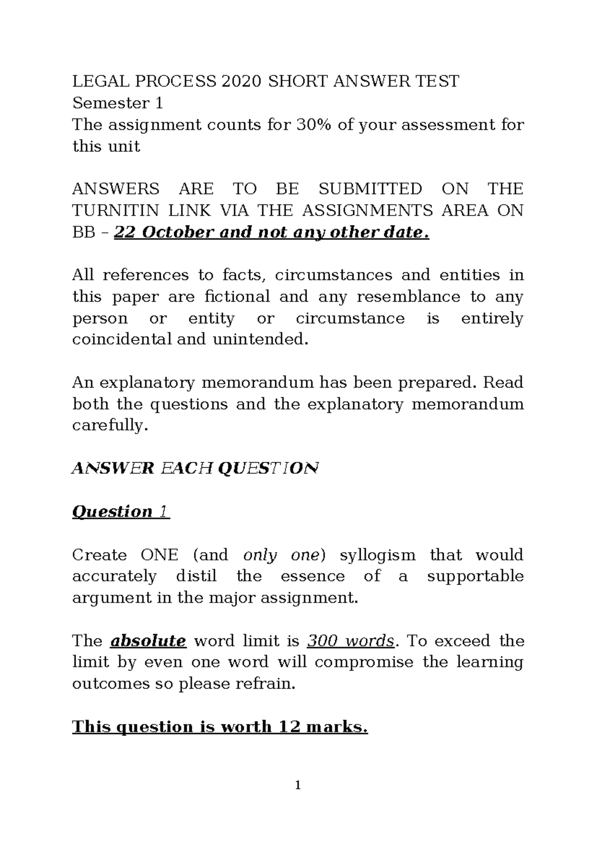 LP 2020 2 SAT - LP notes - LEGAL PROCESS 2020 SHORT ANSWER TEST ...