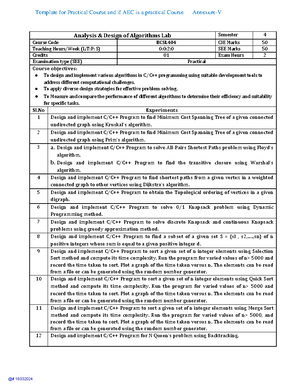 Analysis & Design of Algorithms Lab - BCSL404 - VTU - Studocu