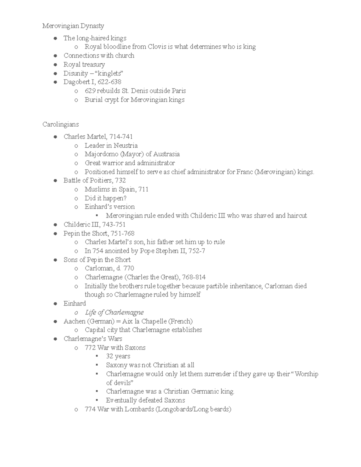 HIST 4007, Merovingians and Carolingians - Merovingian Dynasty The long ...