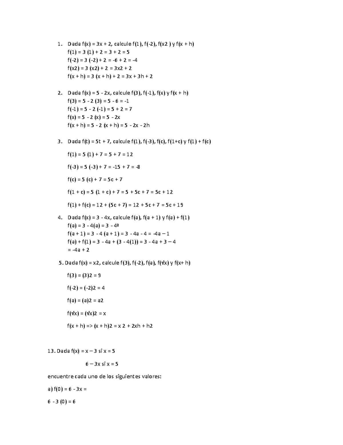Actividad 2 matematicas aplicadas LEAD - Dada f(x) = 3x + 2, calcule f ...