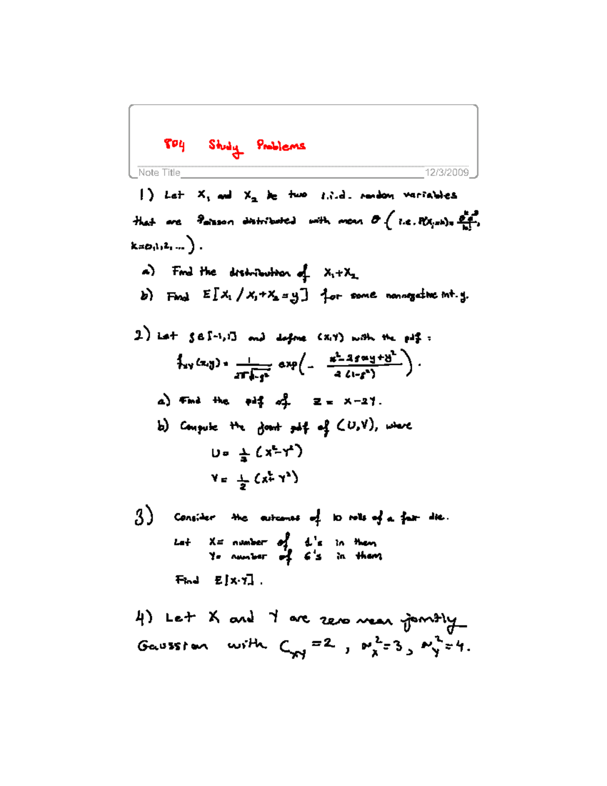 Midterm problems - 804 Study Problems Note Title 1) Let X, and X2 be ...