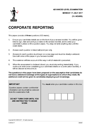 Corporate Reporting mark July 2019 plan - MARK PLAN AND EXAMINER’S ...