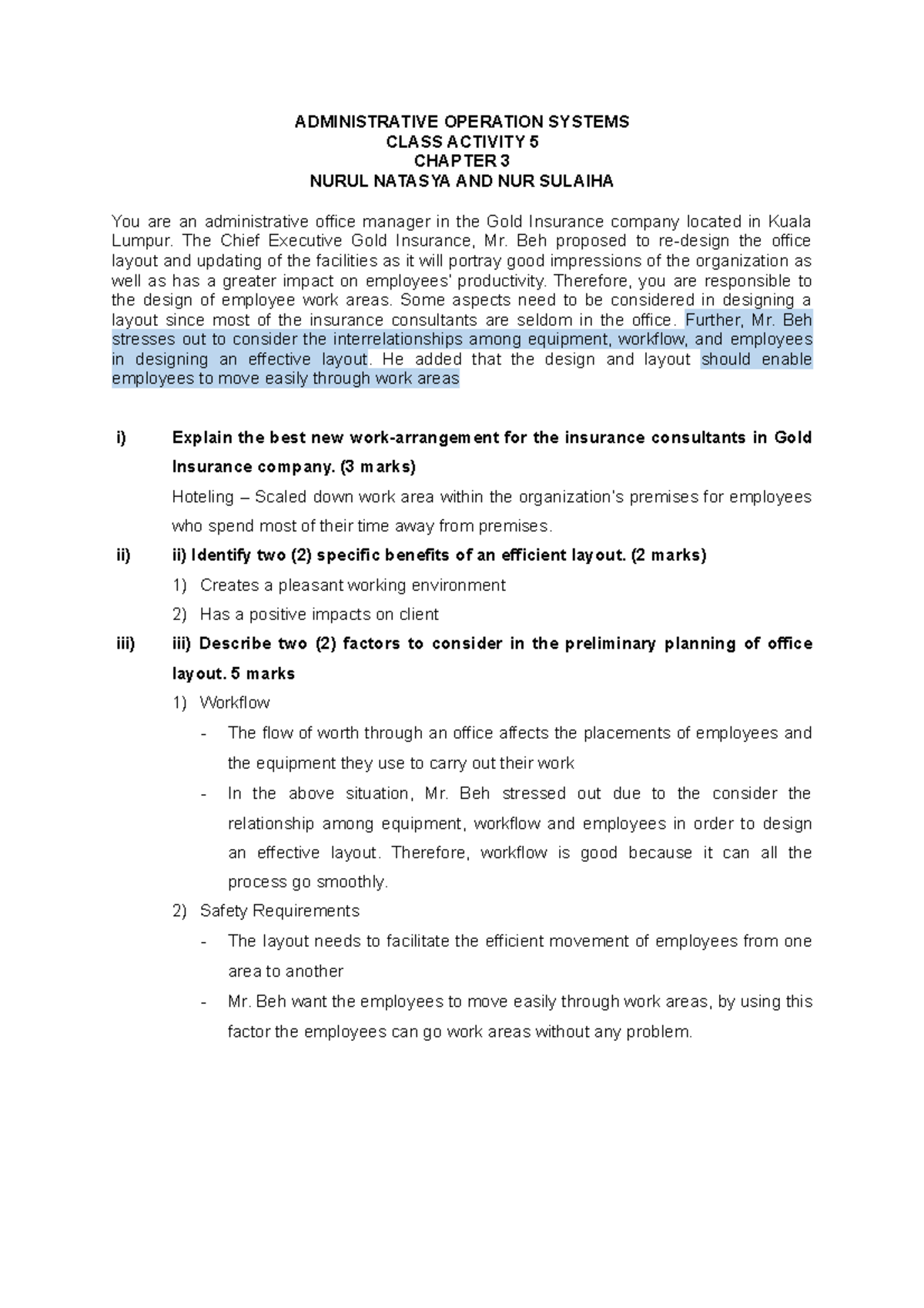 Class Actvity 5 C3 Question ( Nurul Natasya AND NUR Sulaiha ...
