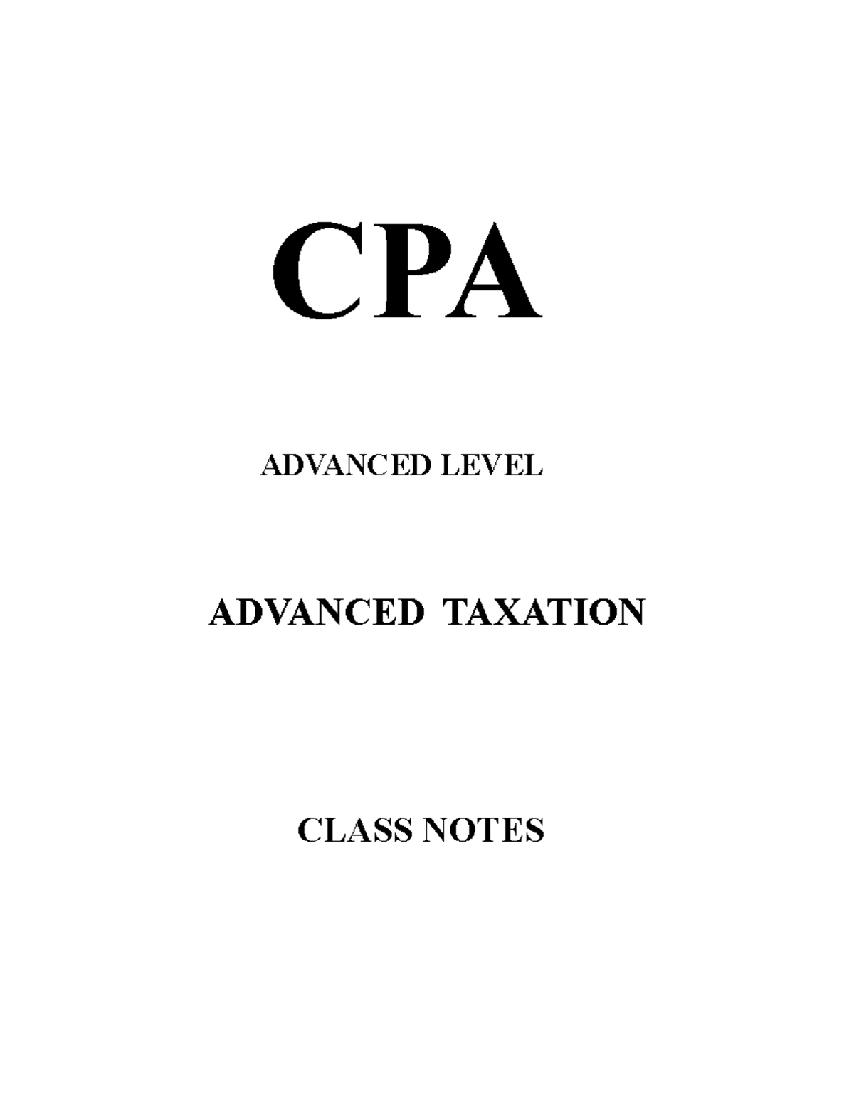 Advanced Public Finance AND Taxation - CPA ADVANCED LEVEL ADVANCED ...