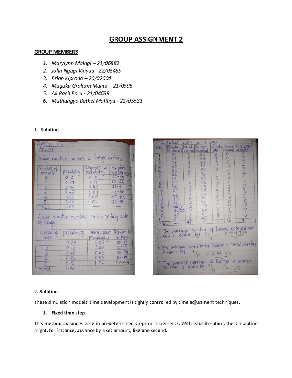 Group Assignment 2 SM - GROUP ASSIGNMENT 2 GROUP MEMBERS 1. Marylynn Maingi – 21/ 2. John Ngugi ...