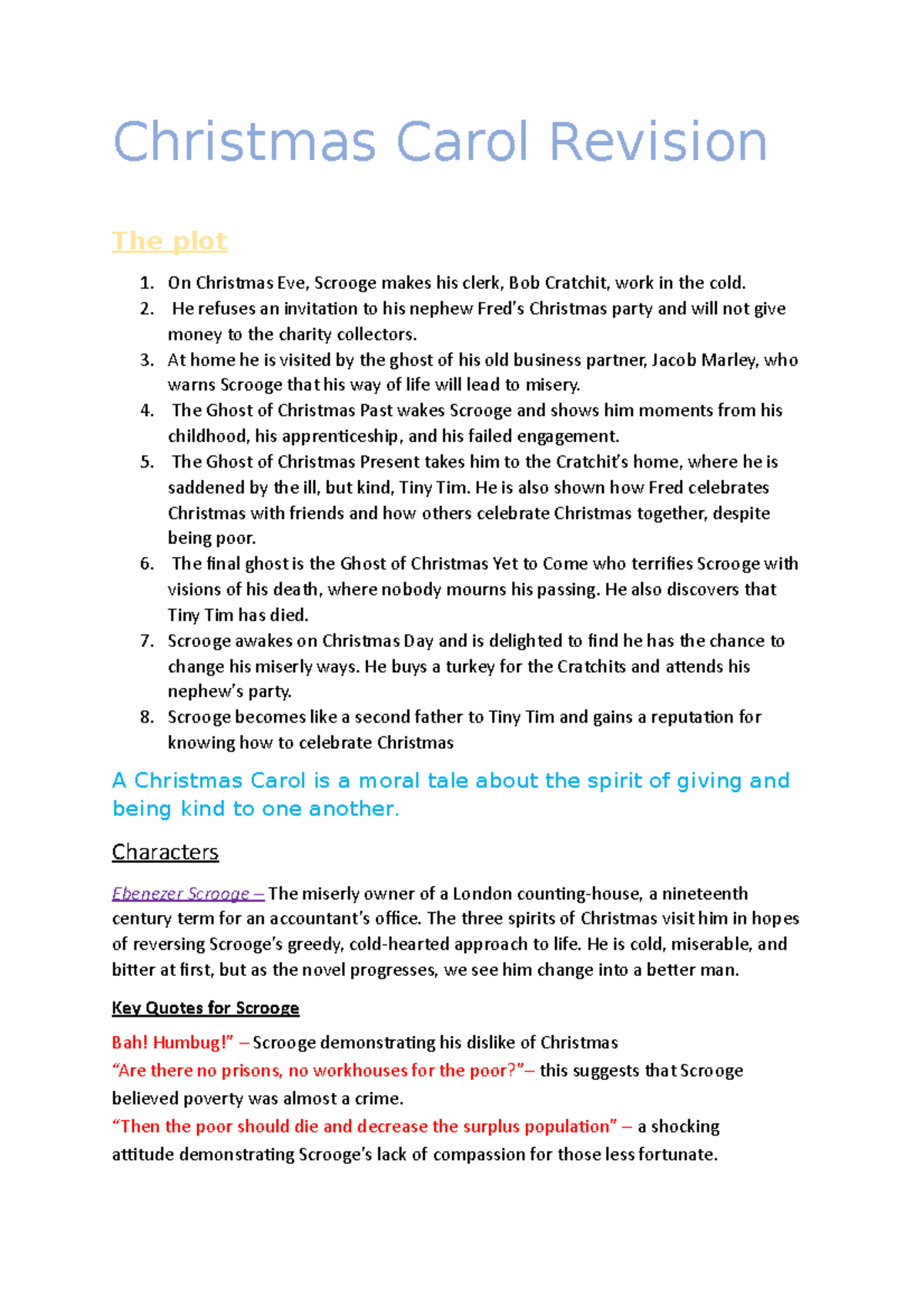 Christmas Carol revision notes in depth - ITT1023 - Northampton - Studocu
