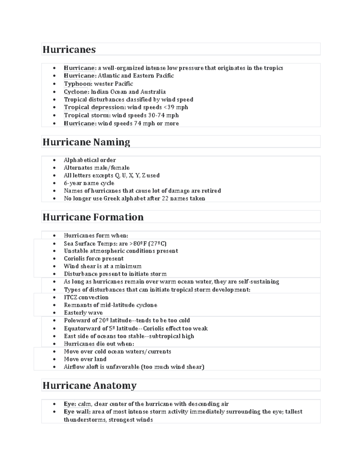 Hurricanes Lecture - Hurricanes Hurricane : a well-organized intense ...