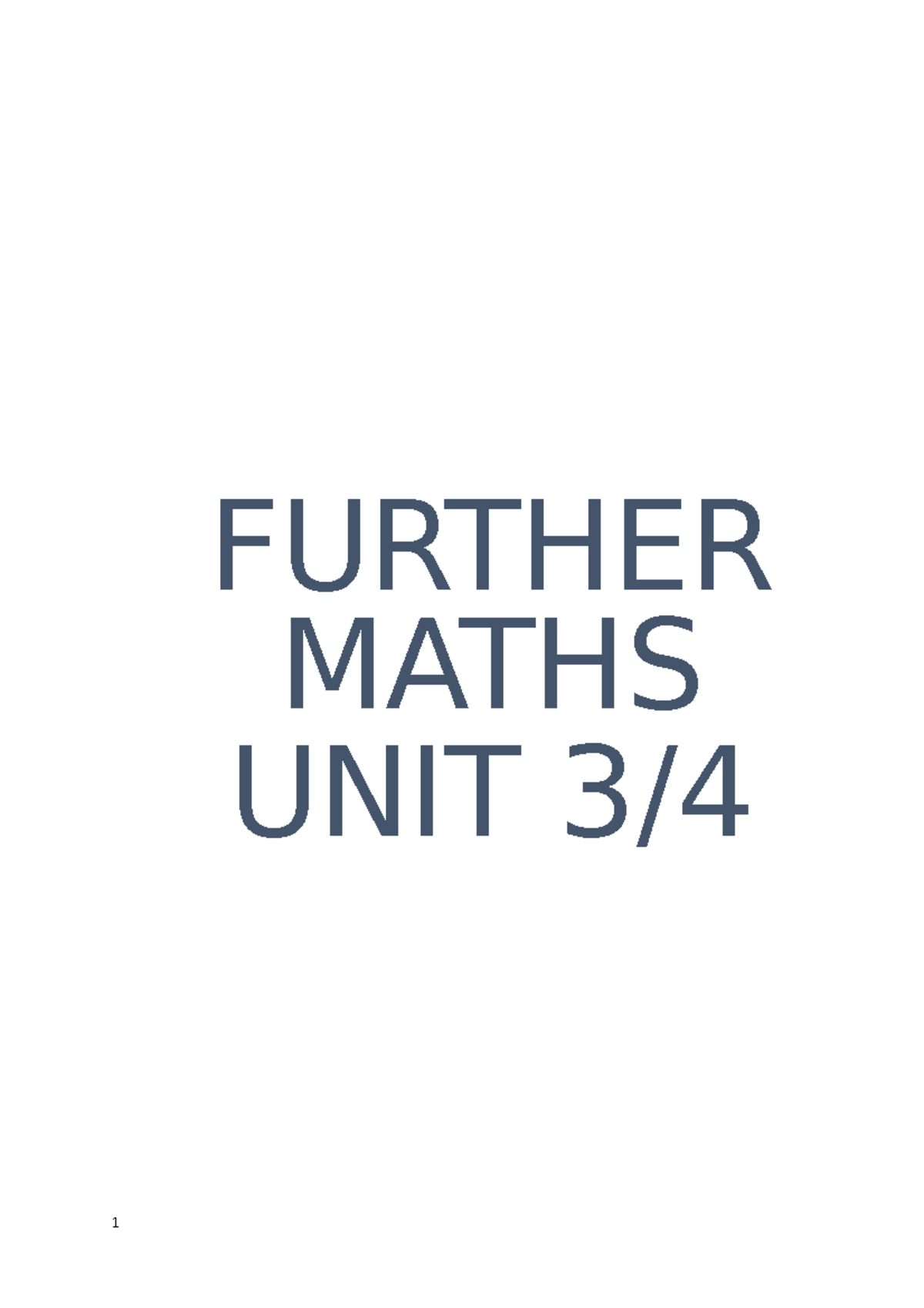 Further Maths Bound Reference - EMAMTH - VU - Studocu
