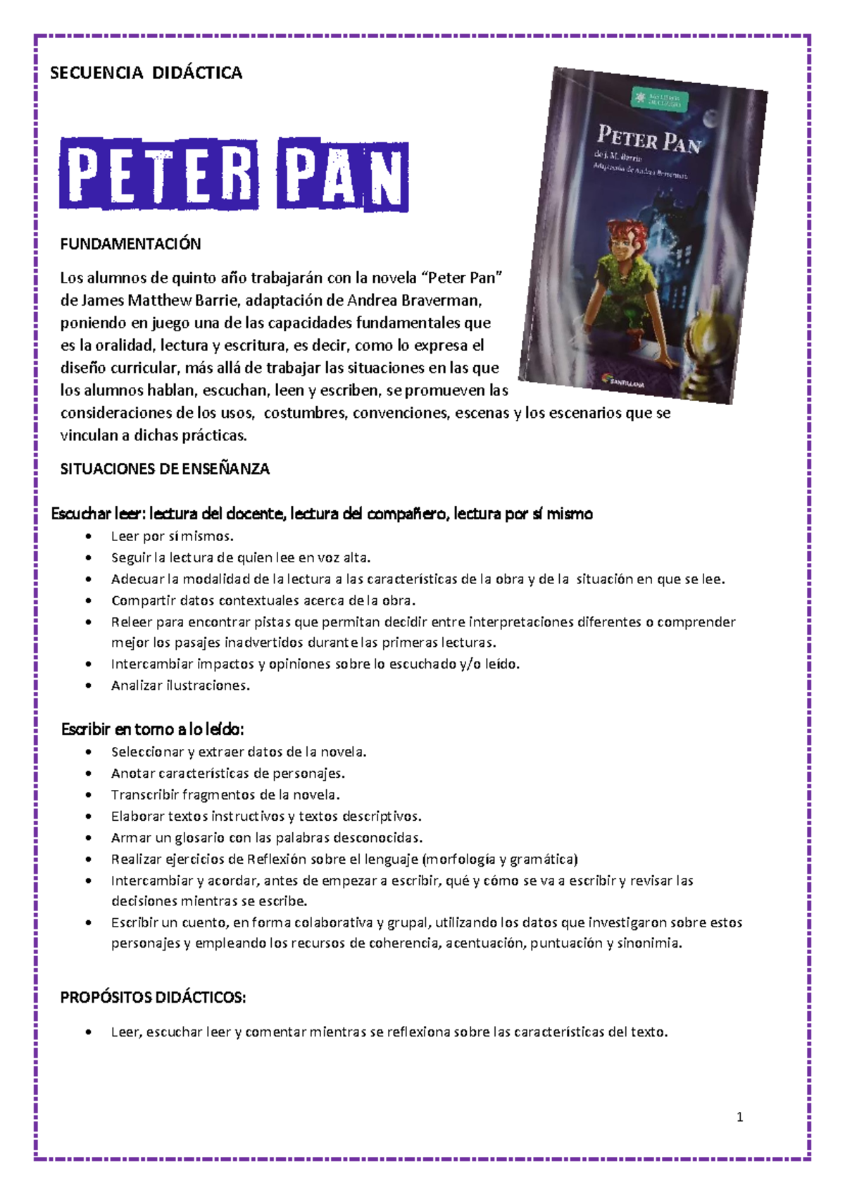 Secuencia Didáctica Peter PAN 2024 - SECUENCIA DIDÁCTICA PETER PAN ...