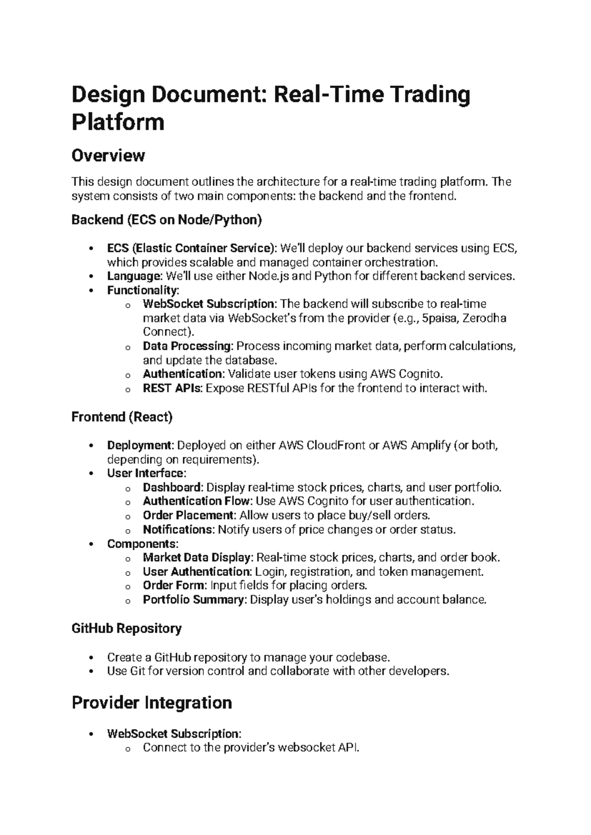 Design Document trading platform - Design Document: Real-Time Trading ...