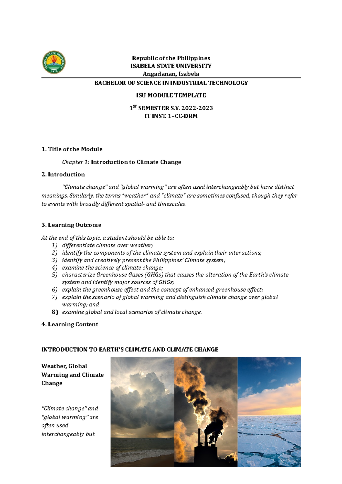 Chapter-1.- Introduction to Climate Change - Republic of the Philippines ISABELA STATE ...