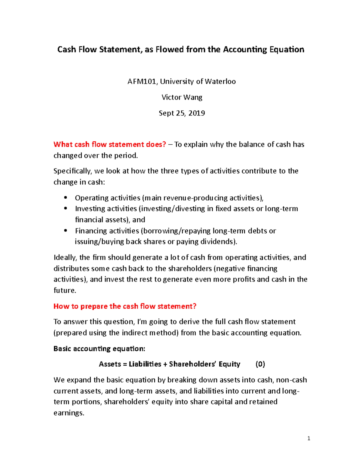 Cash flow statement - notes - Cash Flow Statement, as Flowed from the ...