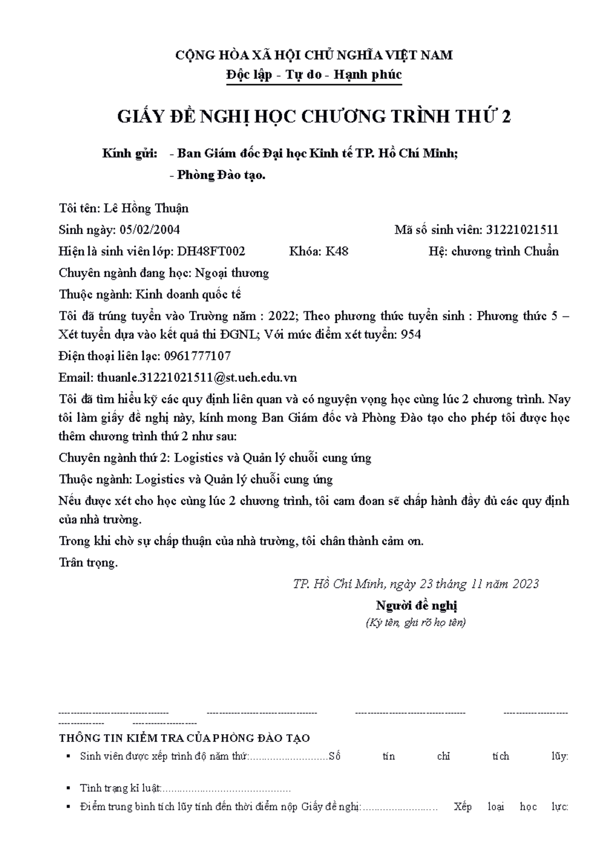 5 10 2020 GDN HOC Chuong Trinh THU 2 - CỘNG HÒA XÃ HỘI CHỦ NGHĨA VIỆT NAM Độc lập - Tự do - Hạnh ...