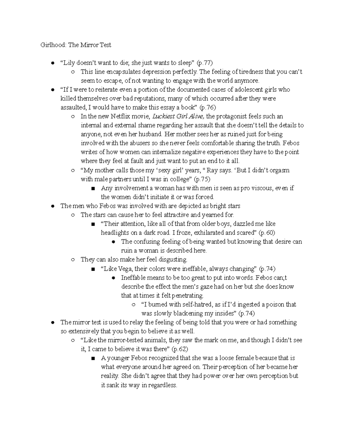 Reading Notes Girlhood The Mirror Test - Girlhood: The Mirror Test ...