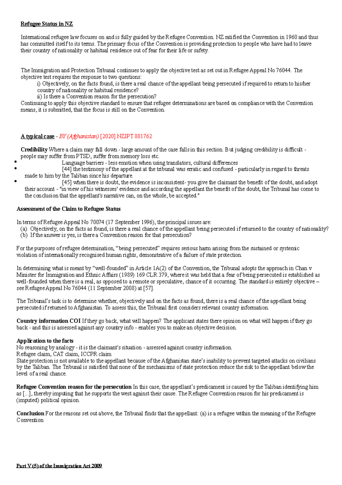 Refugee Status in NZ - Refugee Status in NZ International refugee law ...