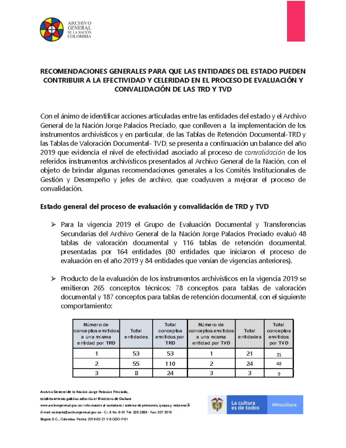 Boletin TRDy TVD - Archivo General de la Nación Jorge Palacios Preciado, establecimiento público ...
