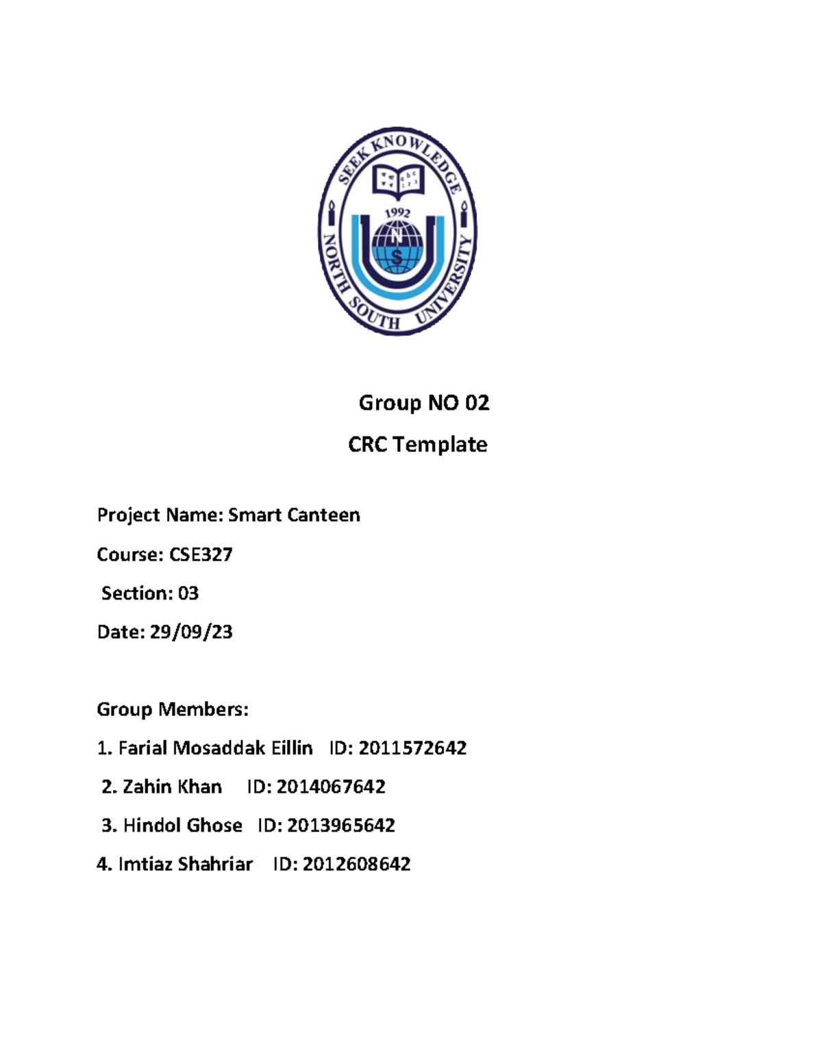 Sec 03 G 2 CRC template - Group NO 02 CRC Template Project Name: Smart ...