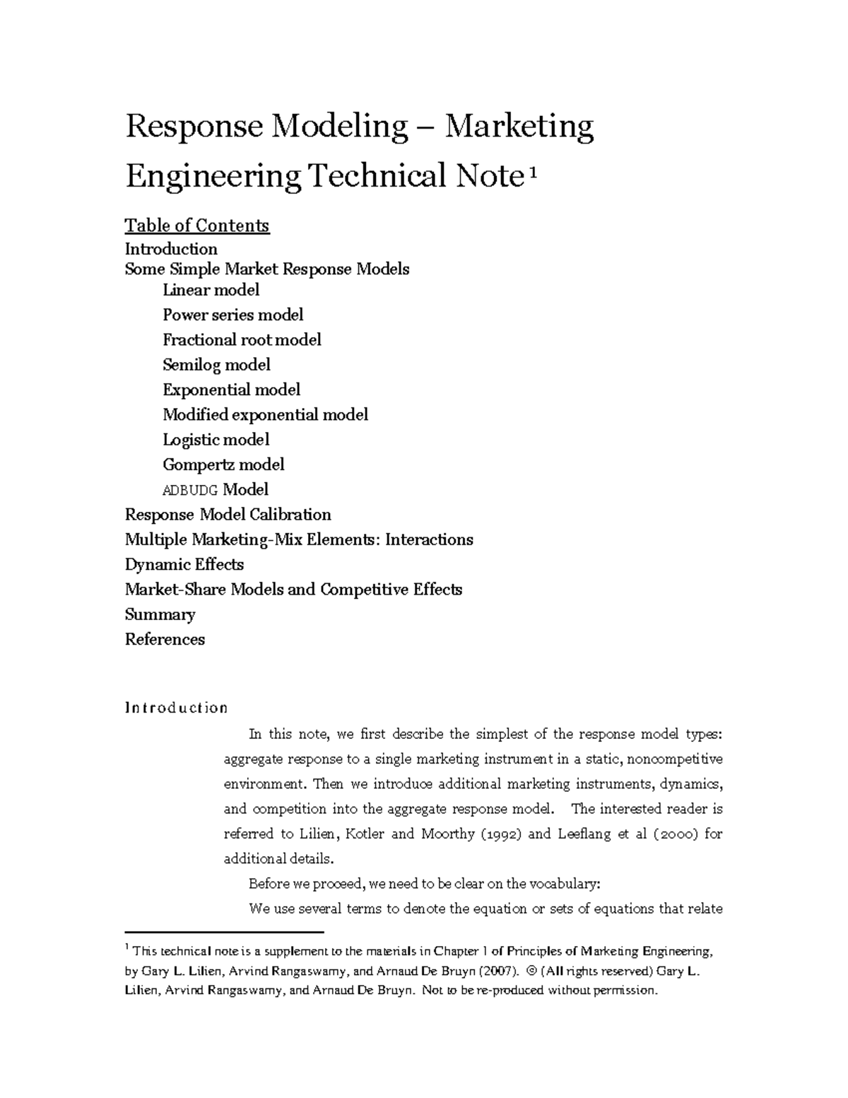 Response Models - ........... - Response Modeling ñ Marketing ...