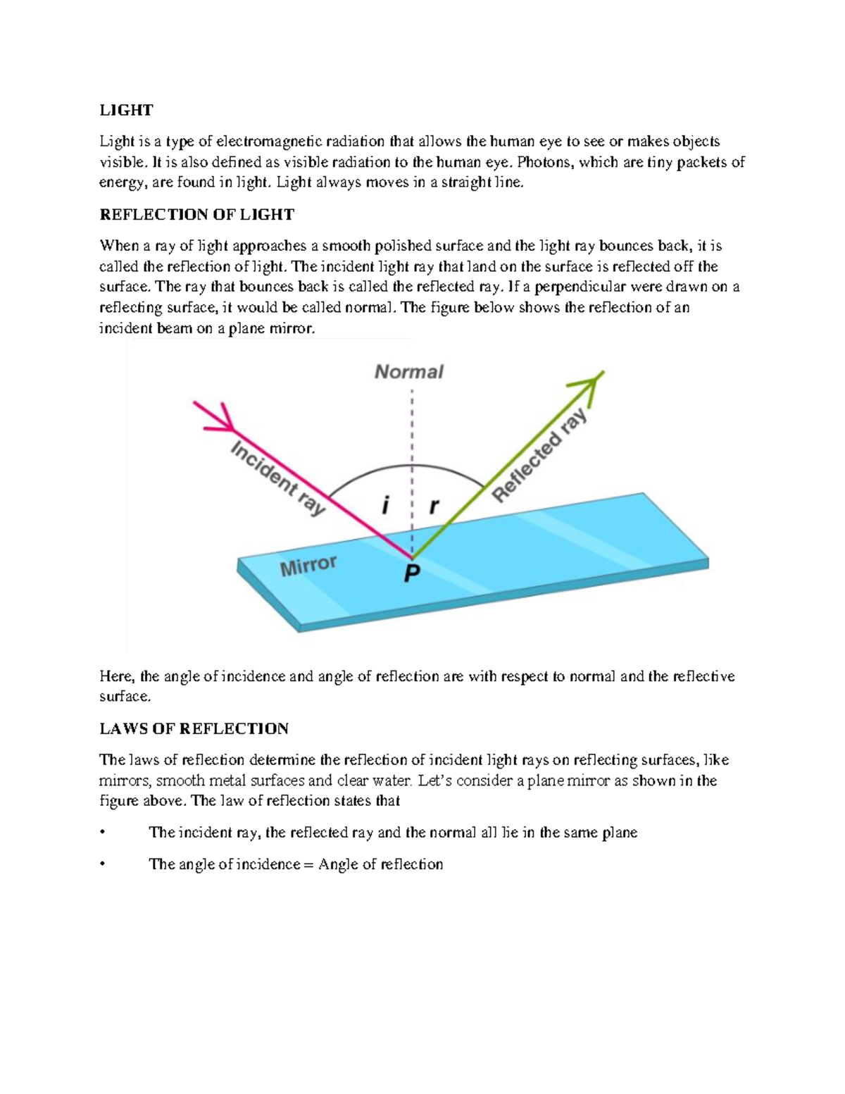 Optics 1 - LIGHT Light is a type of electromagnetic radiation that ...