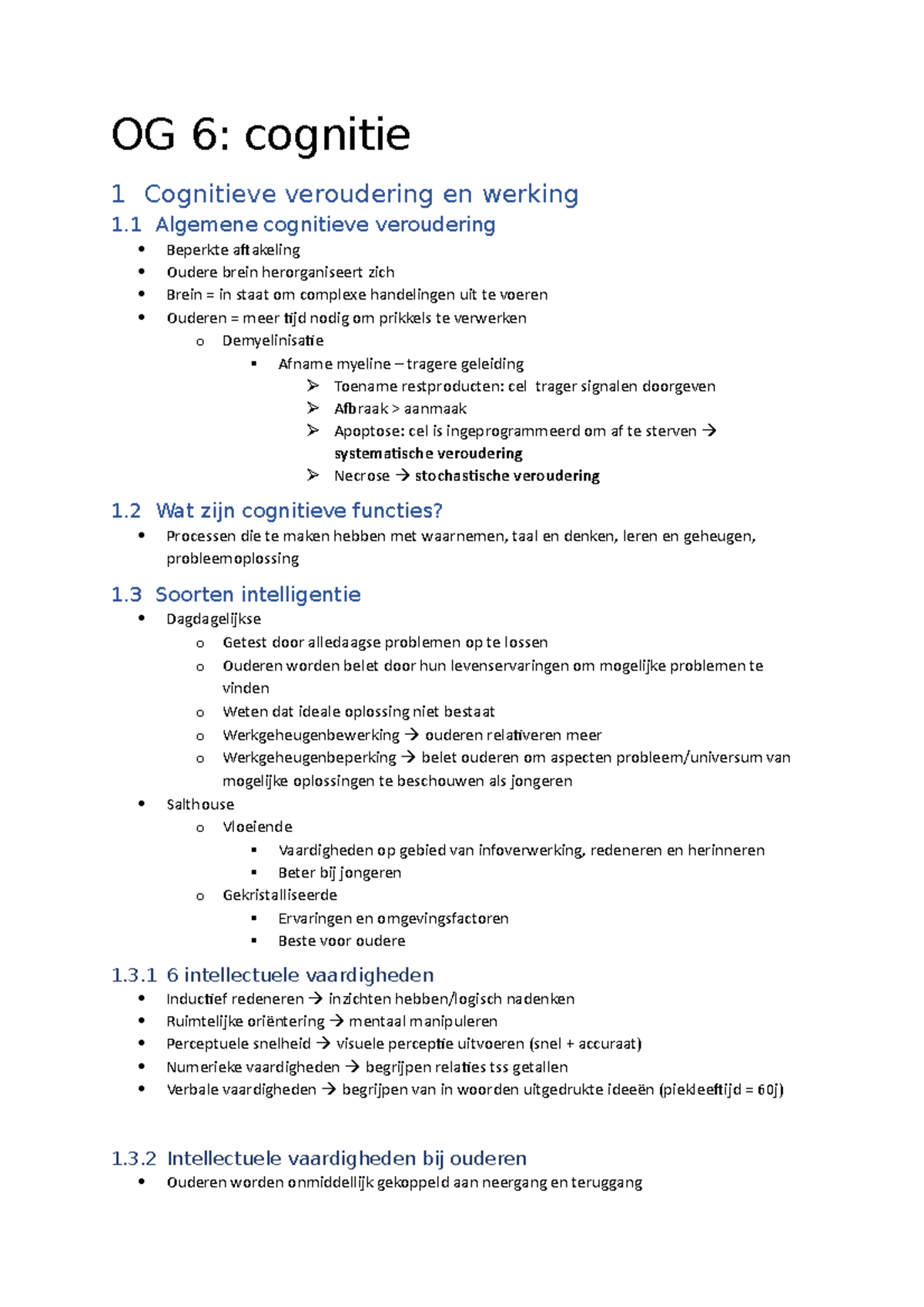OG 6 - OG 6 rapportage cognitie - OG 6: cognitie 1 Cognitieve ...