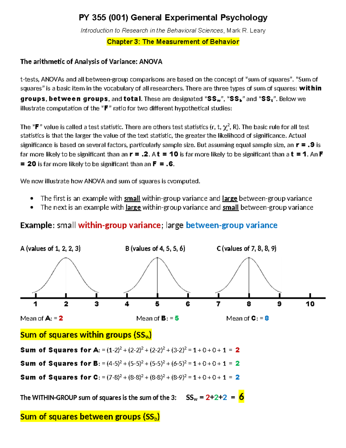 Leary Chapter 3 Measuring Behavior - PY 355 (001) General Experimental Psychology Introduction ...