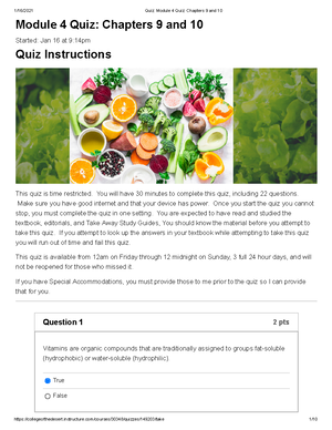 Quiz Module 3 Quiz Lipids and Protein - Module 3 Quiz: Lipids and ...