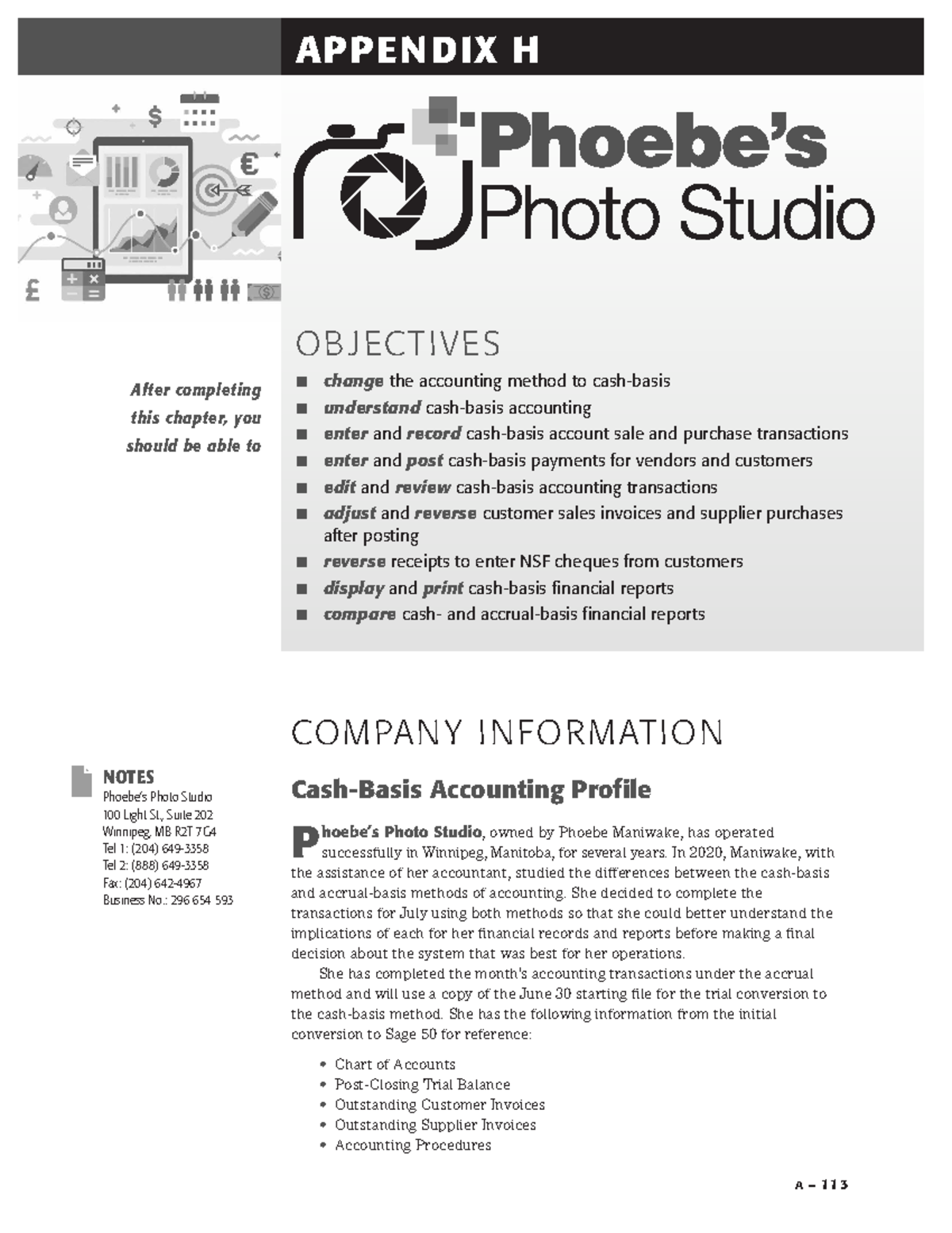 Appendix H - Accounting software - OBJECTIVES ####### change the ...