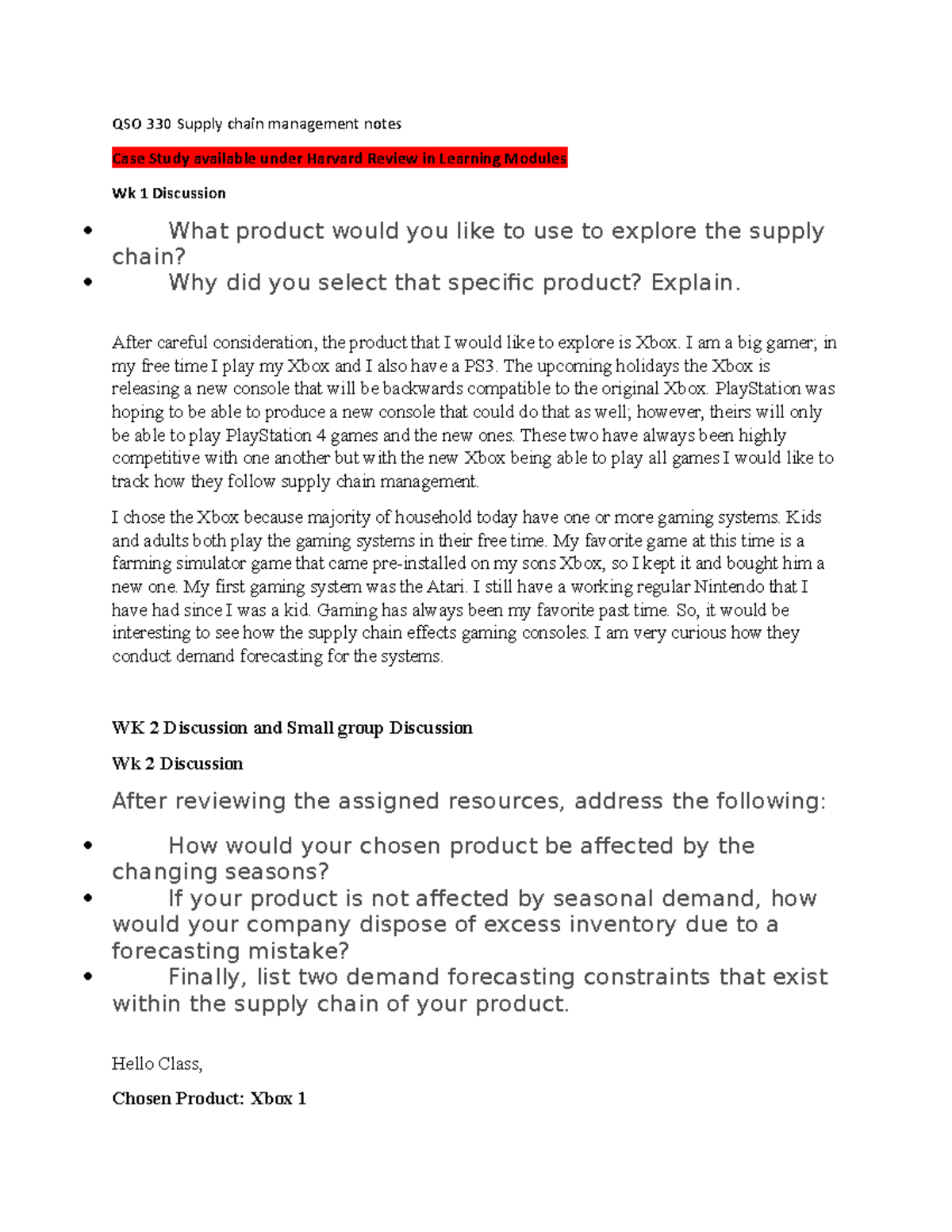 QSO 330 Supply chain management notes course hero - QSO 330 Supply ...