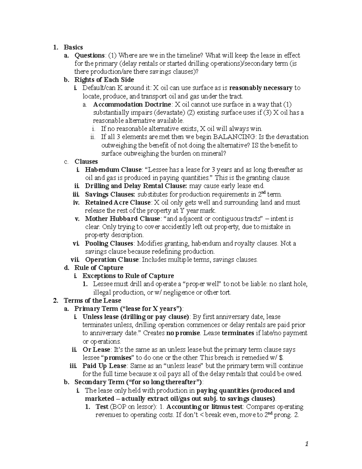 Short Oil and Gas Outline - Basics a. Questions: (1) Where are we in ...